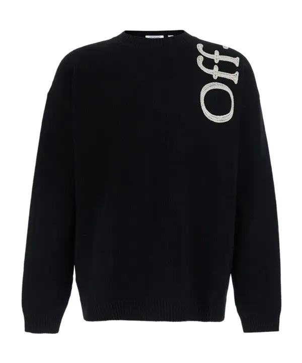 Off-White Long-sleeve Knit Top - Black