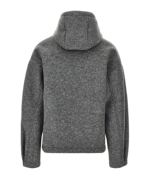 Herno Zip-up Hooded Heathered Wool-blend Casual Jacket