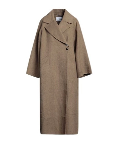 GANNI Single-breasted Brushed-felt Coat - Brown
