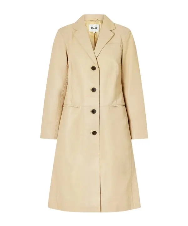 Staud Minimalist Lambskin Coat - Nude