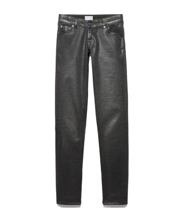 7 For All Mankind Coated Houndstooth Straightleg Jeans - Grey