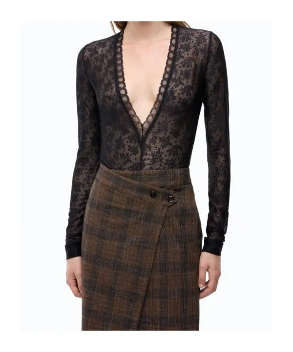 Pinko Floral-lace V-neck Bodysuit