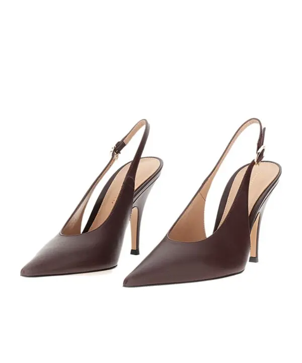 GIANVITO ROSSI Pointed-toe Slingback High Heels - Brown