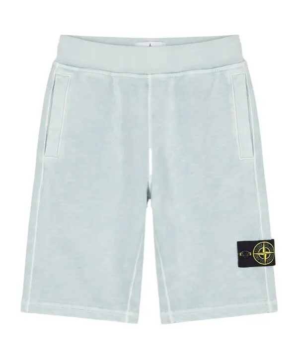 Stone Island Elasticated Waist Shorts With Logo Detail - Sky Color