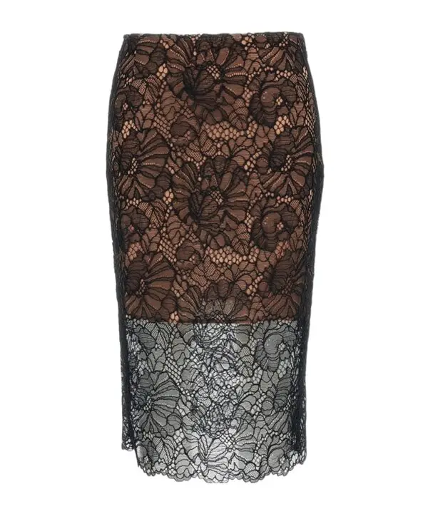 ROTATE BY BIRGER CHRISTENSEN Lace Midi Skirt - Black