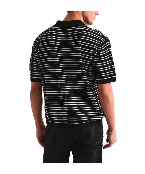 REPRESENT Striped Shortsleeve Knit Polo Shirt