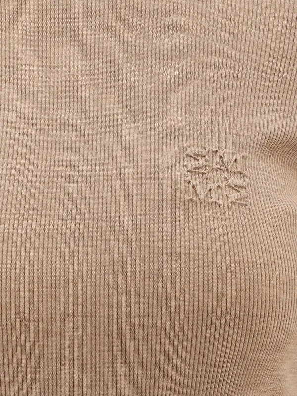 Max Mara Logo Embroidered Mock Neck Knitted Jumper