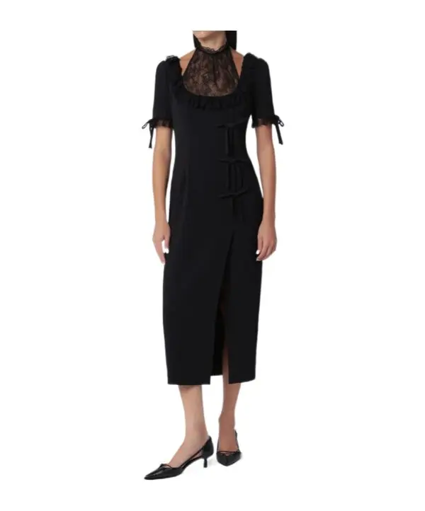 Alessandra Rich Paneled Midi Dress - Black