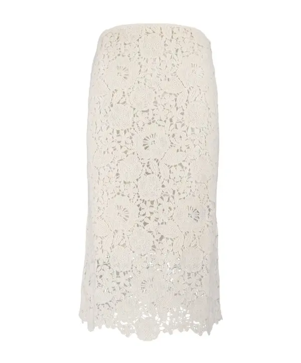 Ermanno Scervino Floral Lace Midi Skirt - White