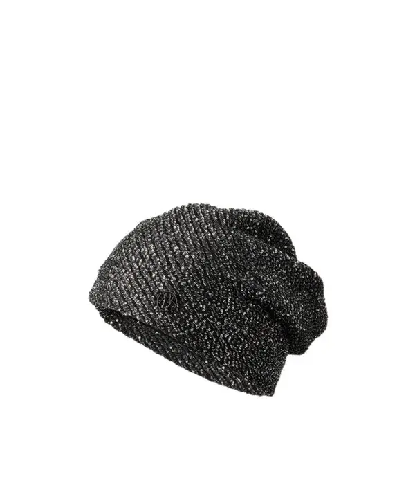 MAISON MICHEL Sequin-embellished Logo-plaque Beanie Hat - Black