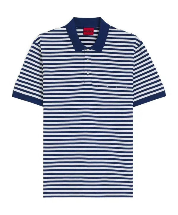Hugo Boss Striped Shortsleeve Polo Shirt - Blue