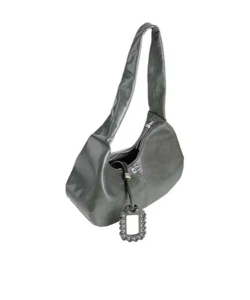 GANNI Leather Underarm Bag - Gray