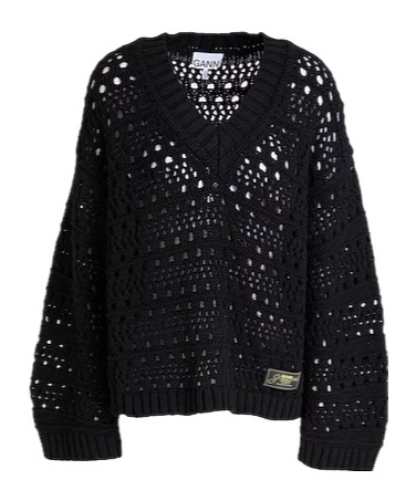 GANNI Thick Knit Cardigan - Black