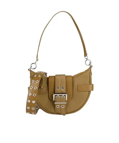 GANNI Plain Colour Shoulder Bags - Brown