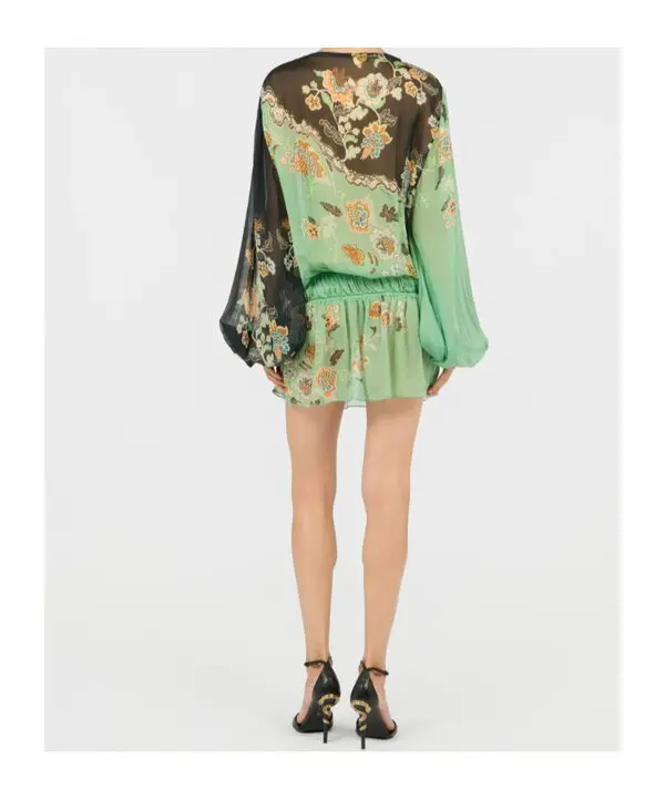 Roberto Cavalli Floral-print Ruched Mini Dress