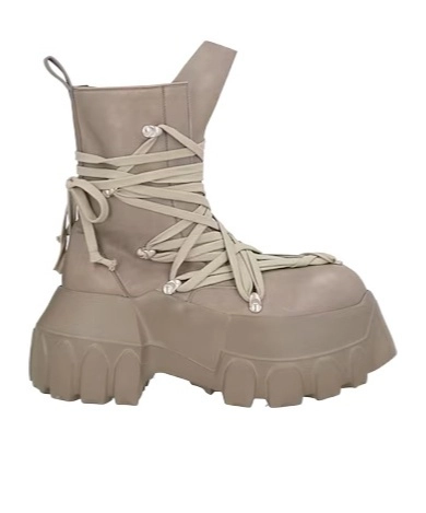 Rick Owens Leather Platform Boots - Nude