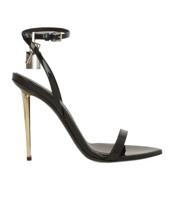 TOM FORD Ankle Strap High Heel Sandals With Padlock Detail - Black