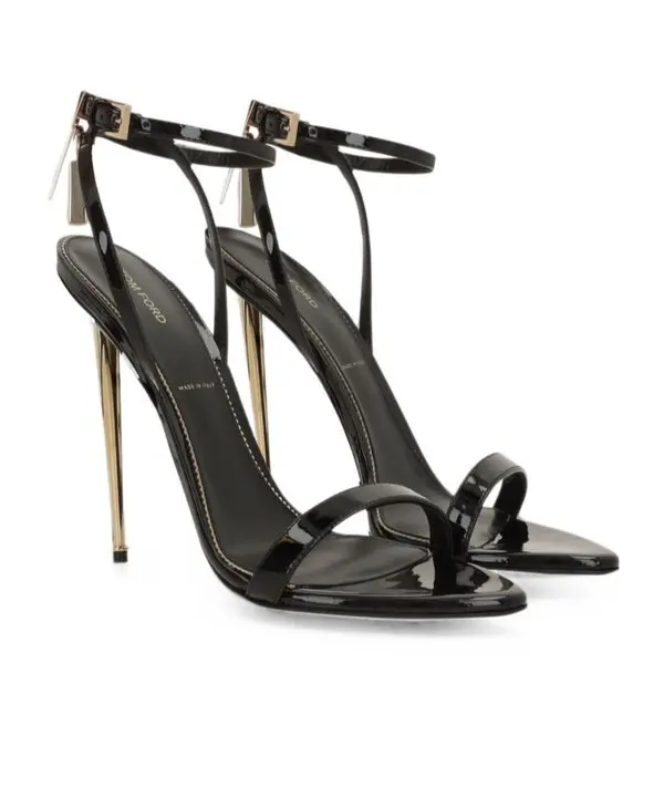TOM FORD Ankle Strap High Heel Sandals With Padlock Detail