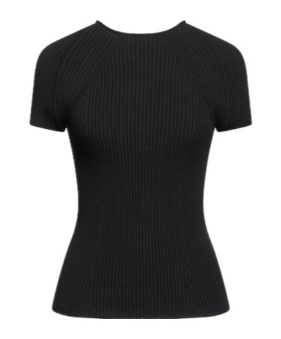 MAXCO. Max&co. Ribbed Knit Mock Neck Short-sleeve Top - Black