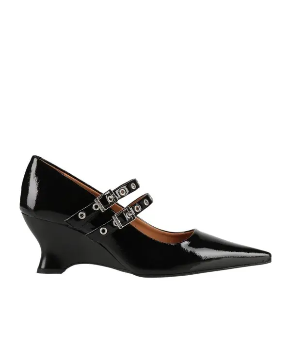 GANNI Comfortable Non-slip Wedge-heel Mary Janes - Black