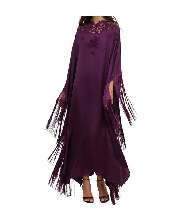 SELF-PORTRAIT Jersey Draped Maxi Dress - Purple