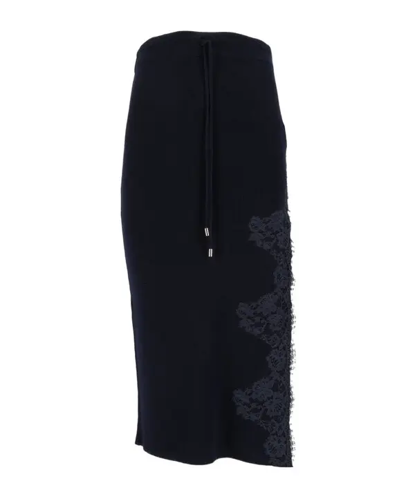 Ermanno Scervino Drawstring Maxi Skirt With Lace Detail - Black