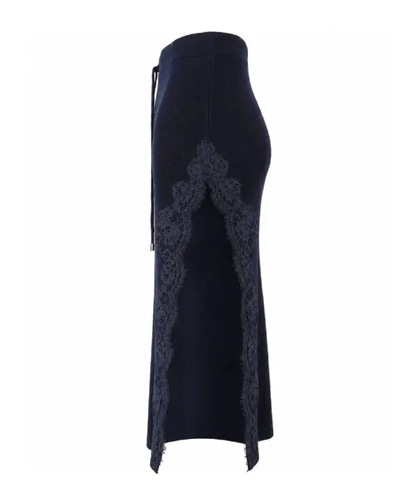 Ermanno Scervino Drawstring Maxi Skirt With Lace Detail