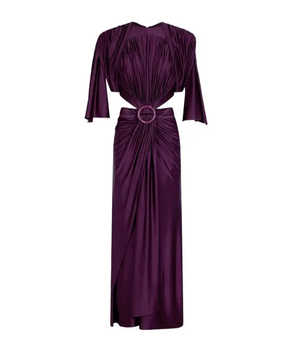 Rabanne Ring-detailed Ruched Maxi Dress - Magenta
