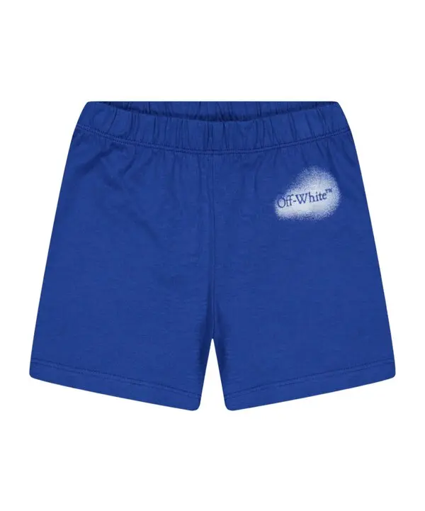 Off-White Solid Color Shorts - Blue