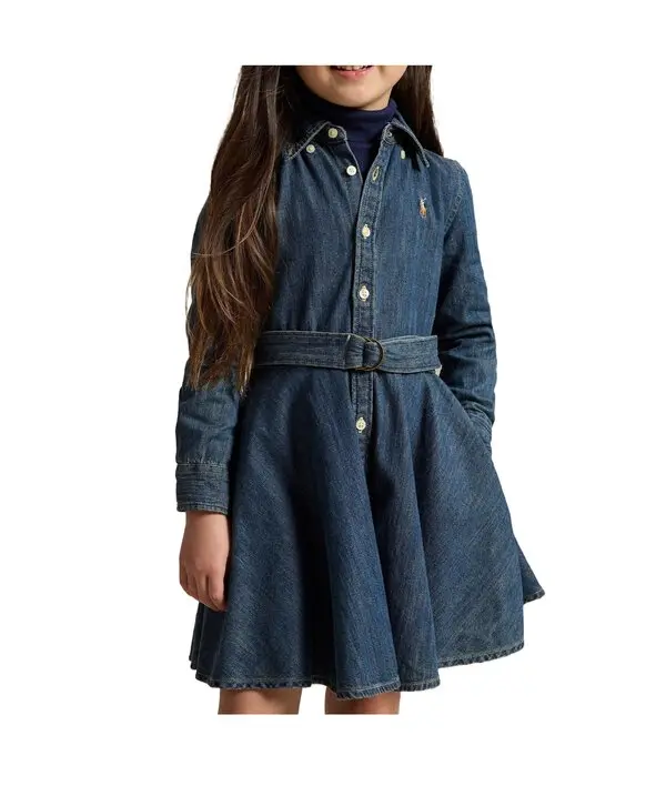 Polo Ralph Lauren Long Sleeve Denim Shirt Dress With Belt