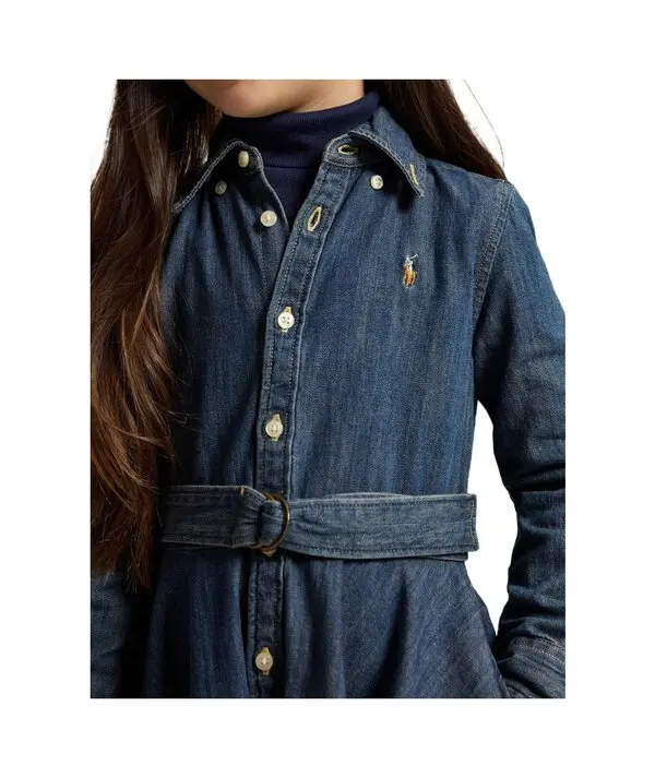 Polo Ralph Lauren Long Sleeve Denim Shirt Dress With Belt
