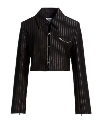 GANNI Slim-fit Striped Coat - Black