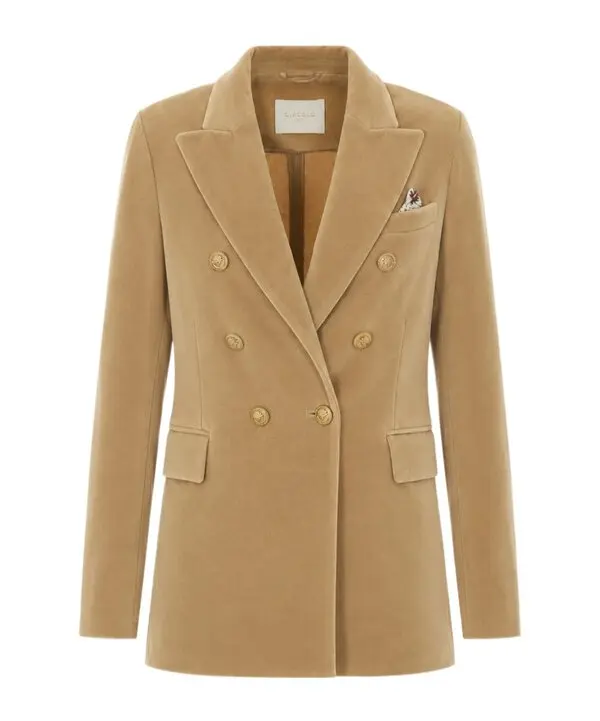CIRCOLO 1901 Double-breasted Velvet Blazer - Brown