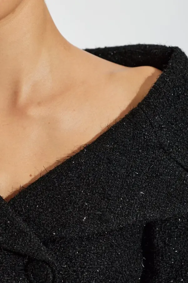 SELF-PORTRAIT Off-shoulder Double-breasted Mini Dress