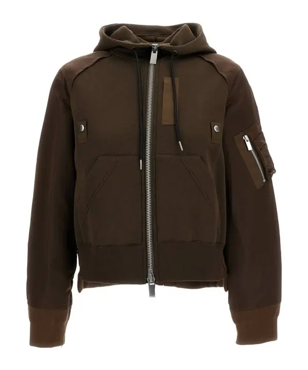Sacai Casual Hooded Jacket - Brown