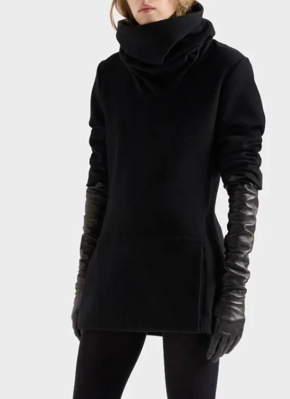 7 For All Mankind Wool Blend Pleated Turtleneck Dress