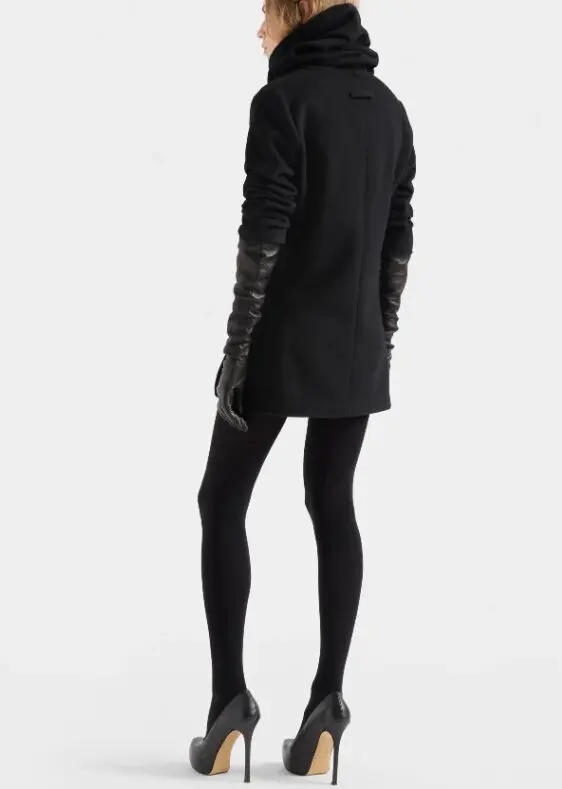 7 For All Mankind Wool Blend Pleated Turtleneck Dress
