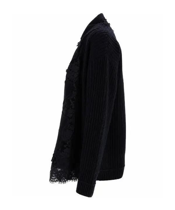 Ermanno Scervino Lace-trim Ribbed-knit Cardigan