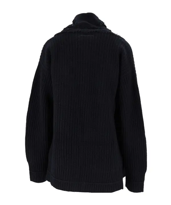 Ermanno Scervino Lace-trim Ribbed-knit Cardigan