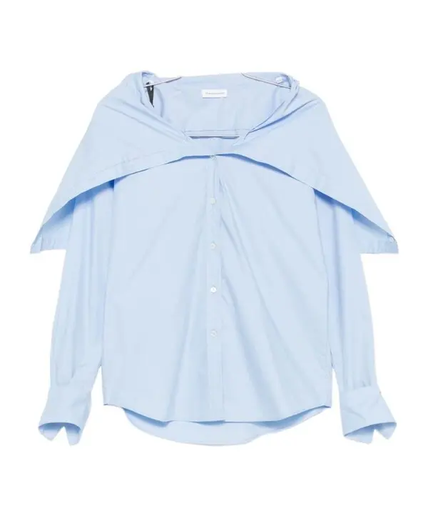7 For All Mankind High-necked Long-sleeved Poplin Shirt - Light Blue