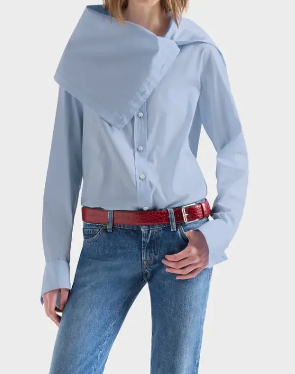 7 For All Mankind High-necked Long-sleeved Poplin Shirt