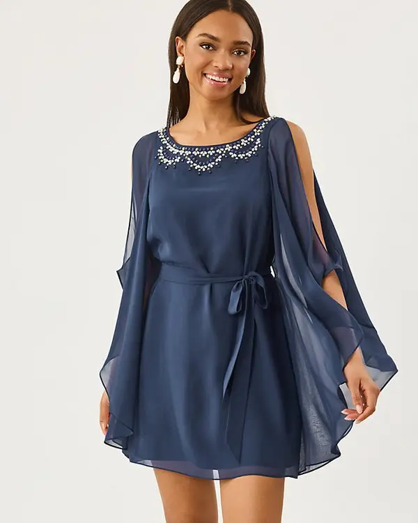 Lilly Pulitzer® Marguerite Silk Caftan - Navy