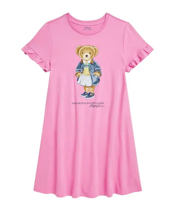 Polo Ralph Lauren Cotton Dress With Embroidered Bear Graphic