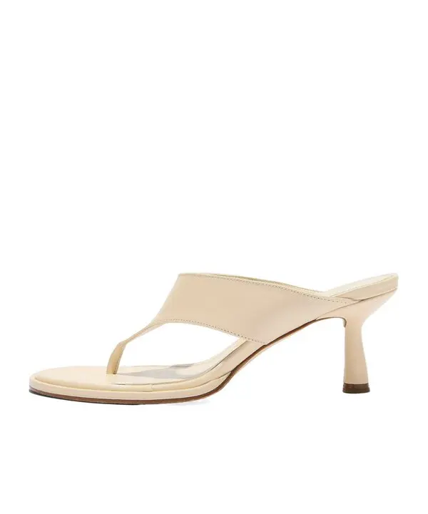 AeydĒ Thong Heeled Mule Sandals - Nude