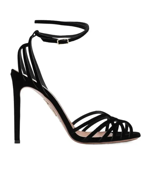 AQUAZZURA 105mm Wild Dream Velvet Sandals - Black