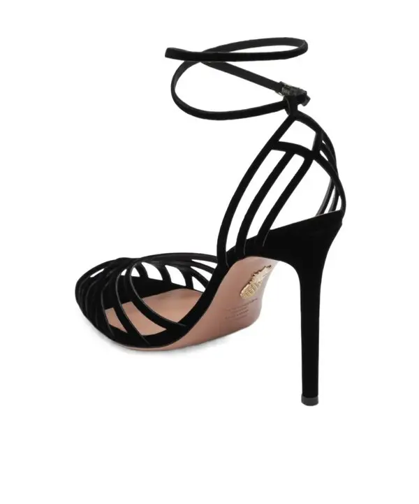 AQUAZZURA 105mm Wild Dream Velvet Cage Sandals