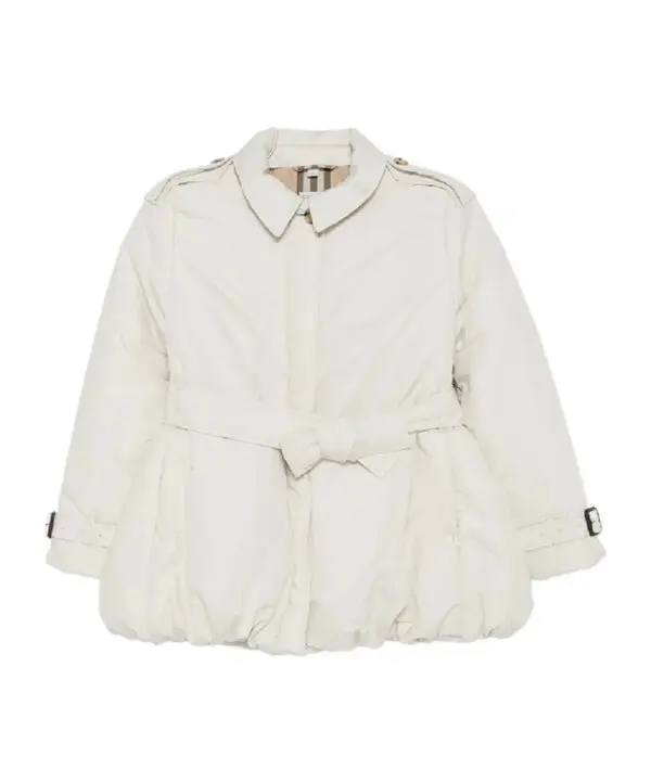 Burberry Belted Bubble-hem Coat - Ice