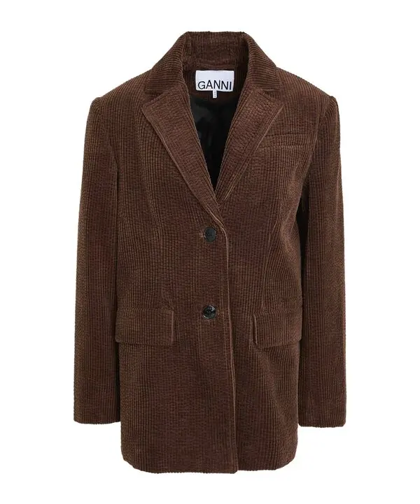 GANNI Minimalist Corduroy Blazer - Red