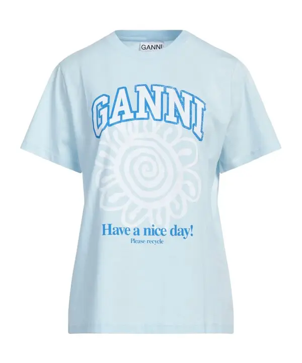 GANNI Printed Short-sleeve T-shirt - Blue