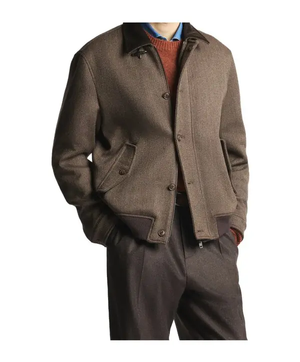 FAY Corduroy-collar Lobster-clasp Bomber Jacket